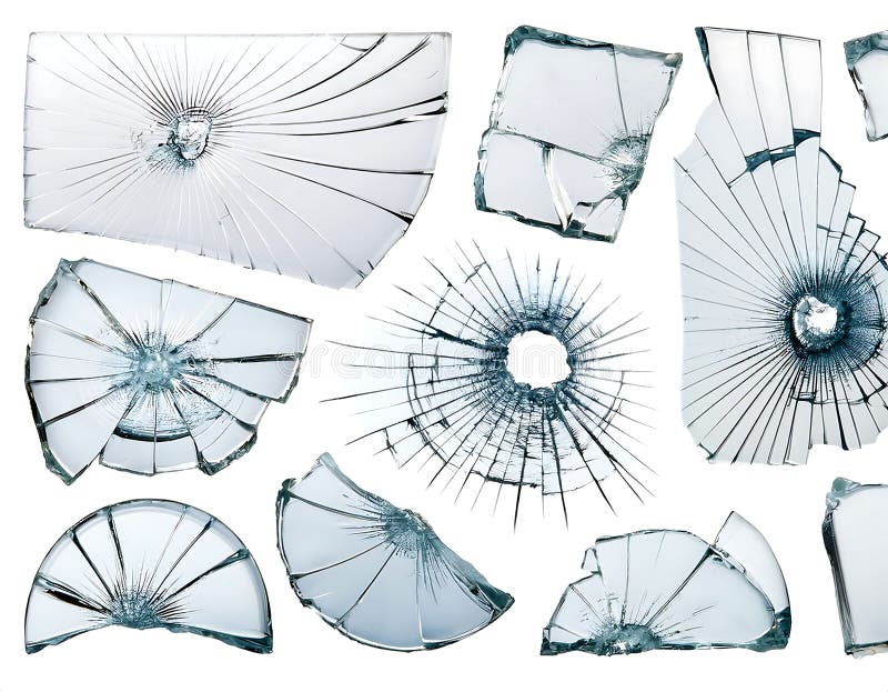Large Collection of Cracks and Broken Glass on a White Background Stock ...