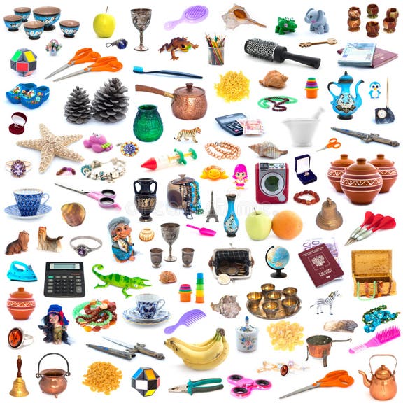 The Big Collection of Different Objects Isolated on White Background ...