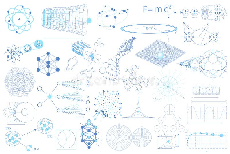 Big Collection of Elements, Symbols and Schemes of Physics Stock Vector ...
