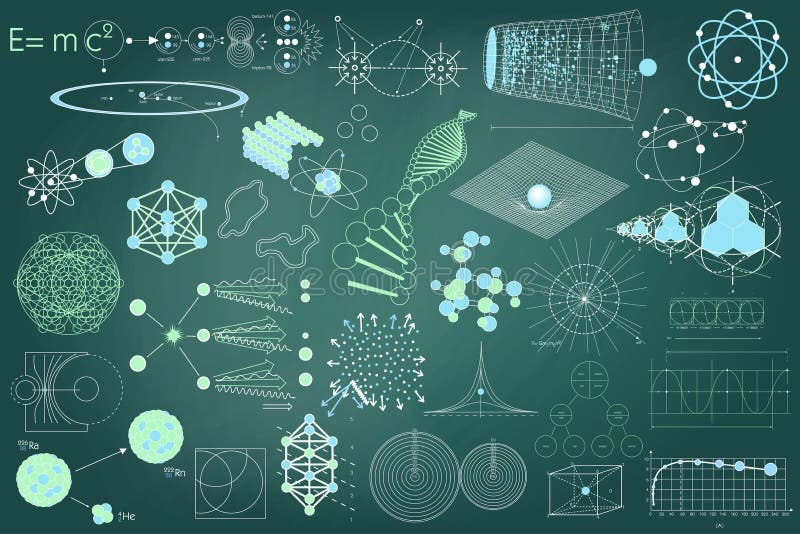 Big Collection of Elements, Symbols and Schemes of Physics Stock Vector ...