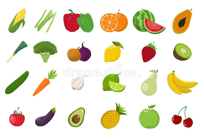 Big Collection of Flat Design Fruits and Vegetables Stock Vector ... Big Collection of Flat Design Fruits and Vegetables Stock Vector ...