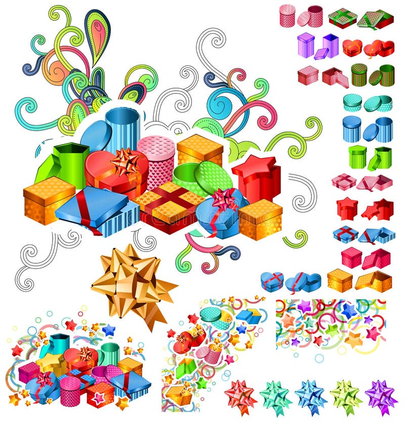 Big Collection of Gift Boxes Stock Vector - Illustration of party ...