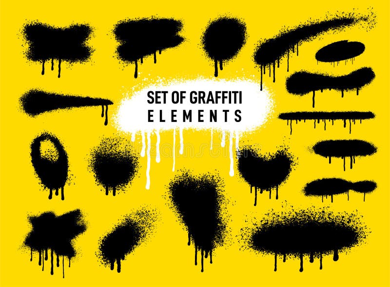 Big Collection of Graffiti Spray Pattern. Colorful Symbols, Smile ...