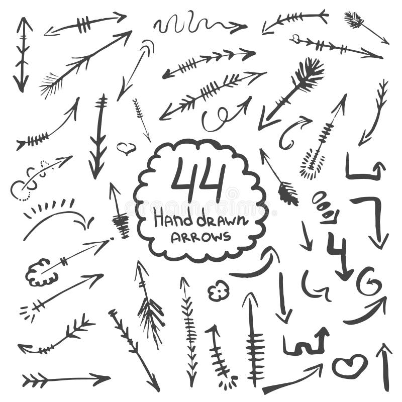 Big Collection of Hand Drawn Arrows and Symbols Stock Vector ...