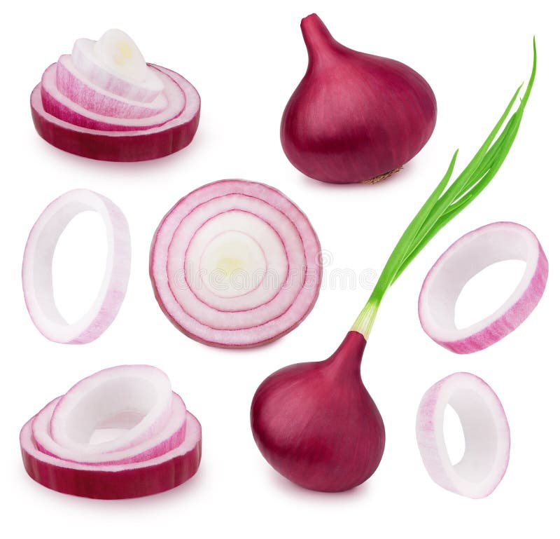 Big Collection of a Red Onion Isolated on White Background. Stock Photo ...