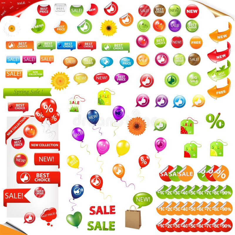 Big Collection of Sale Elements Stock Vector - Illustration of circles ...