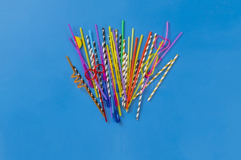 A Big Collection or Set of Bunch of Different Drinking Straws Flat Lay ...