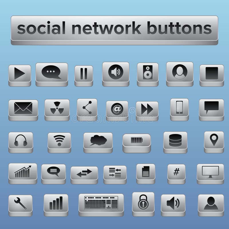 Big Collection of Social Network Buttons Stock Vector - Illustration of ...