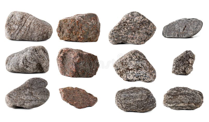 Big Collection Stones Isolated Stock Image - Image of nature, white ...
