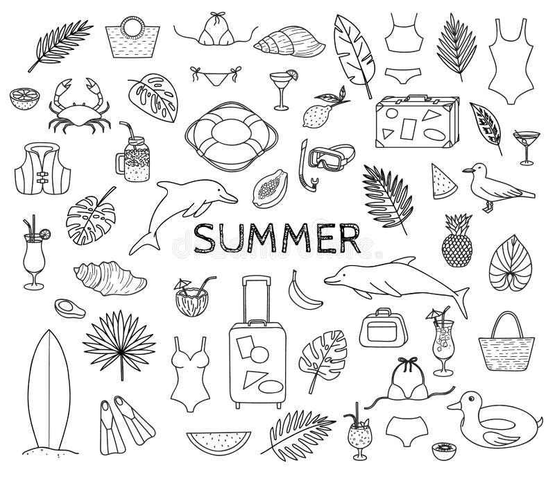 Summer Theme Doodles Stock Illustrations – 587 Summer Theme Doodles ...