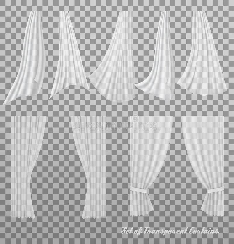 Big Collection of Transparent Curtains. Stock Vector - Illustration of ...