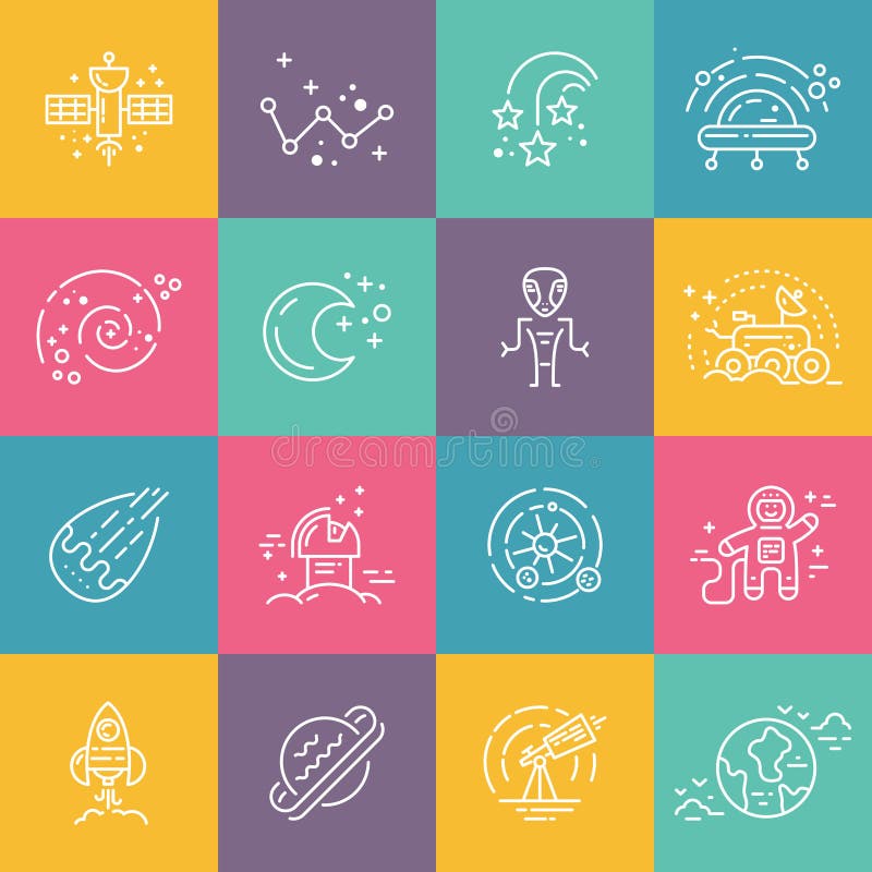 Space Icons stock vector. Illustration of moon, line - 123522945