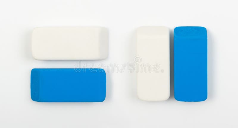 Big Collection of White and Blue Erasers Top View Stock Image - Image ...