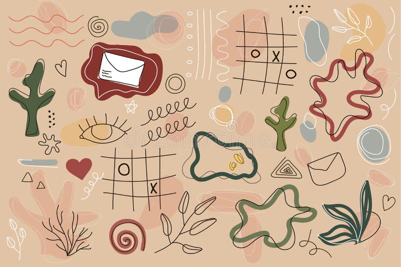 Big Color Set of Hand Drawn Various Shapes and Objects Stock Vector ...