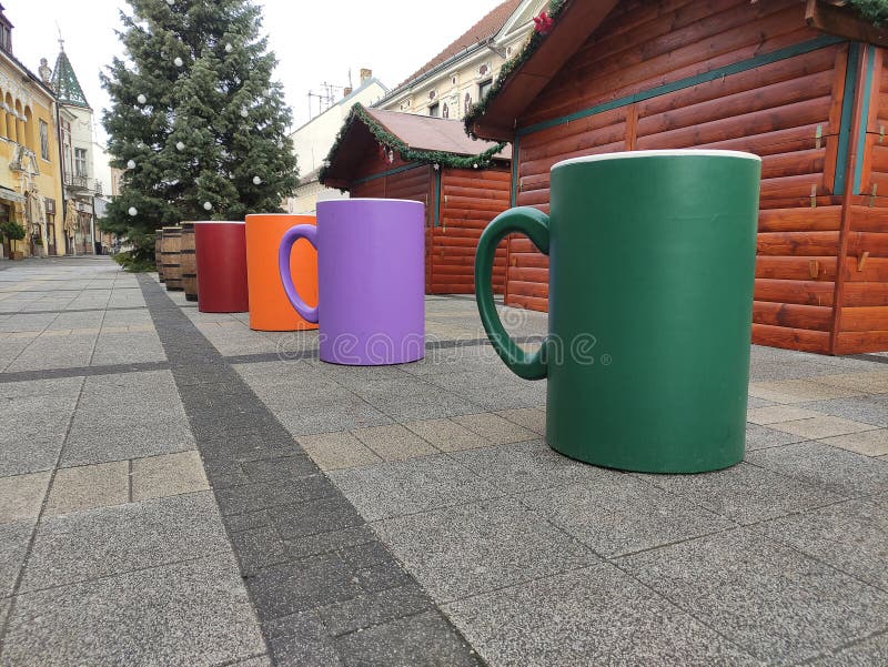Big Colorful Decorative Table in Shape of Cup in the Town Centrum Kiosk ...