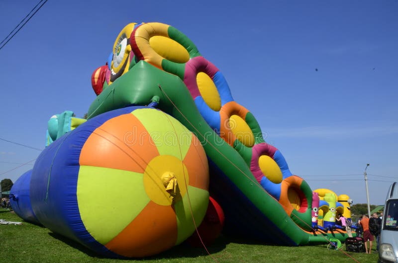 Big, Colorful, Inflatable Castle Labyrinth Editorial Stock Photo ...