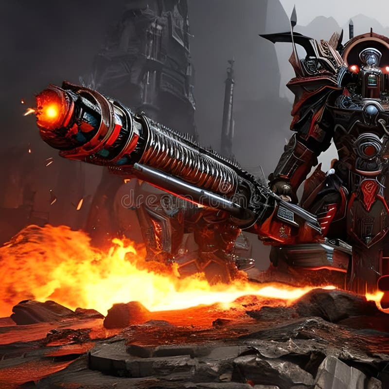 Big Combat Robot with a Big Gun Stock Illustration - Illustration of ...