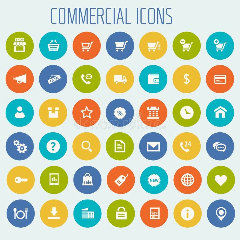 Big commercial icon set stock vector. Illustration of chart - 109558586
