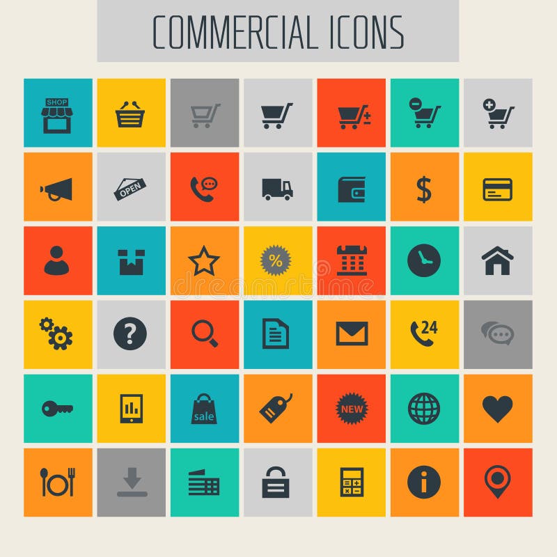 Big commercial icon set stock vector. Illustration of collection ...