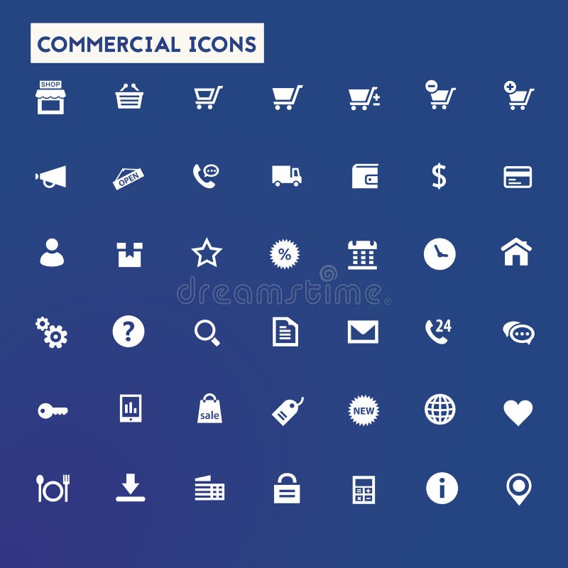 Big commercial icon set stock vector. Illustration of marketing - 97454955