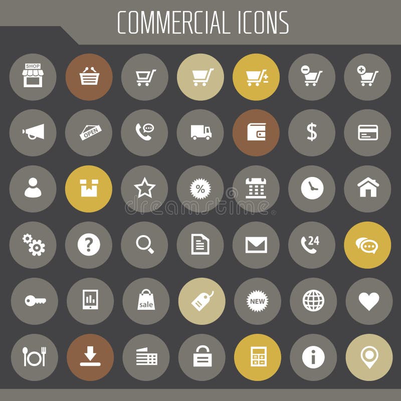 Big Commercial Icon Set, Trendy Flat Icons Stock Vector - Illustration ...