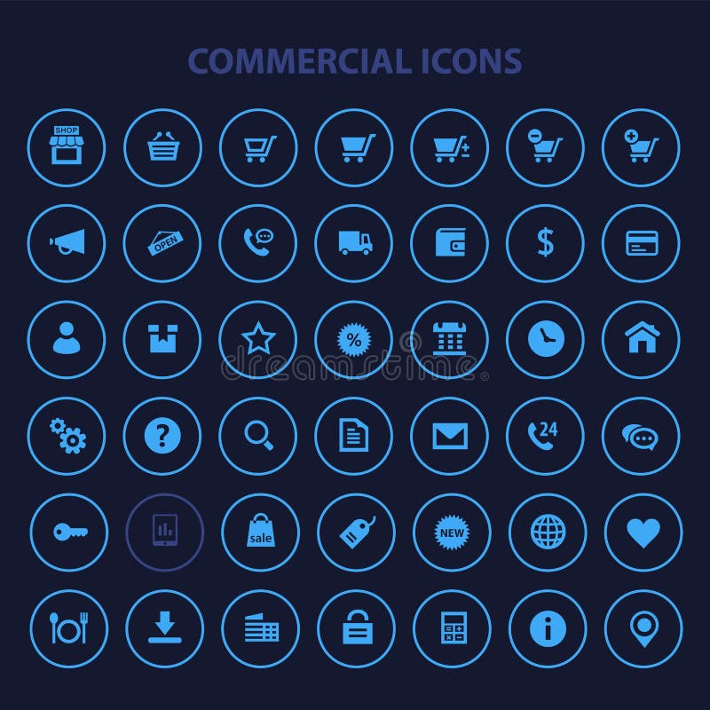 Big Commercial Icon Set, Trendy Flat Icons Stock Vector - Illustration ...