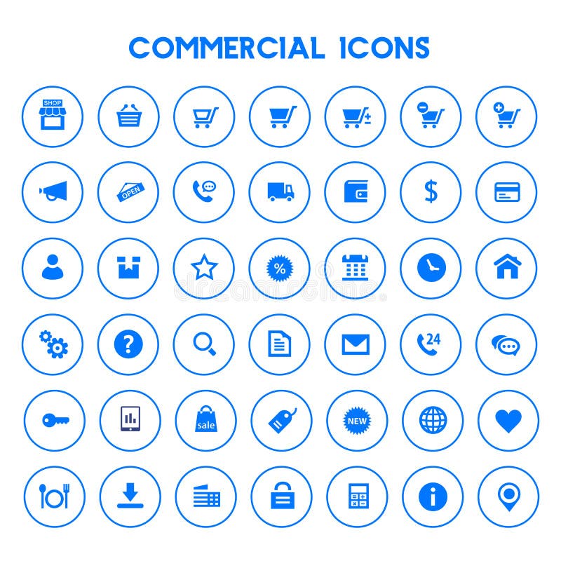 Big Commercial Icon Set, Trendy Flat Icons Stock Vector - Illustration ...
