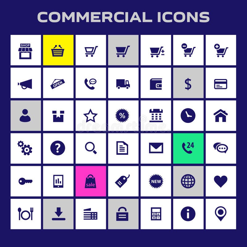 Big Commercial Icon Set, Trendy Flat Icons Stock Vector - Illustration ...