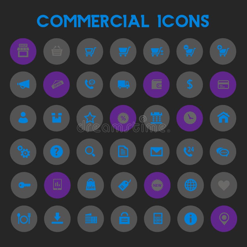 Big Commercial Icon Set, Trendy Flat Icons Stock Vector - Illustration ...