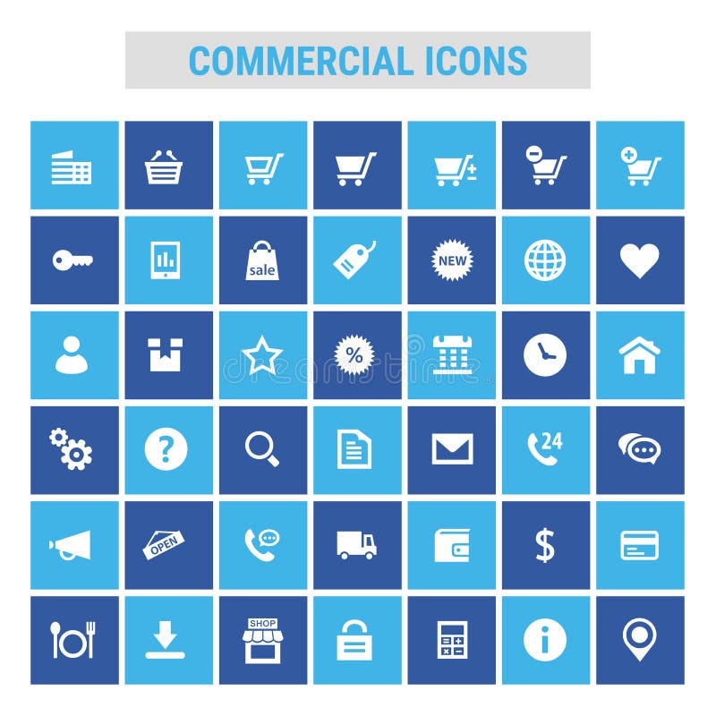 Big Commercial Icon Set, Trendy Flat Icons Stock Vector - Illustration ...