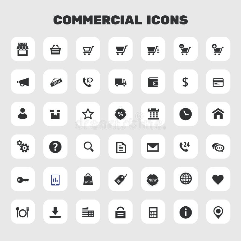 Big Commercial Icon Set, Trendy Flat Icons Stock Vector - Illustration ...