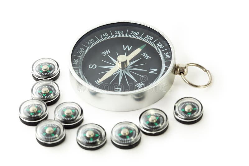 Big Compass with Eigth Black Small Compasses Stock Image - Image of ...
