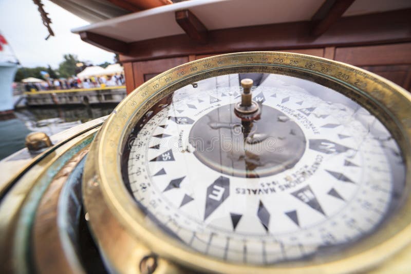 Big compass on a ship stock photo. Image of gold, ship - 48218176
