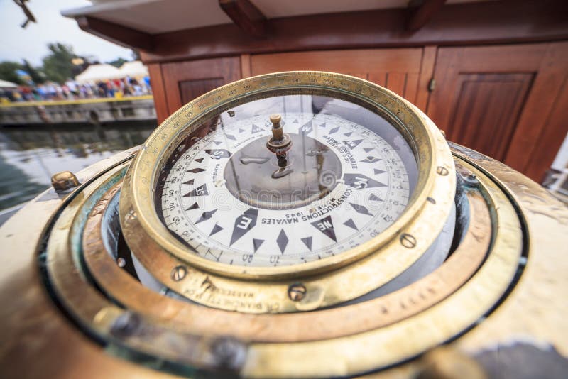 Big compass on a ship stock image. Image of gold, guide - 48218183