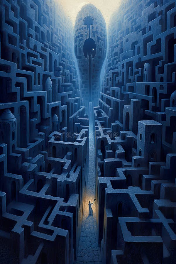 Big Complex Labyrinth in Fantasy Style. Abstract Image of a Complex ...