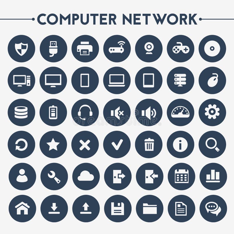Big Computer Networks Icon Set Stock Vector - Illustration of computer ...