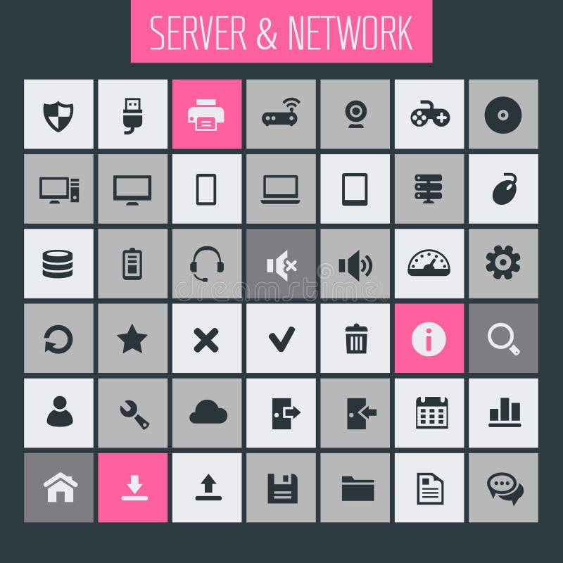 Big Computer Networks Icon Set, Trendy Line Icons Collection Stock ...