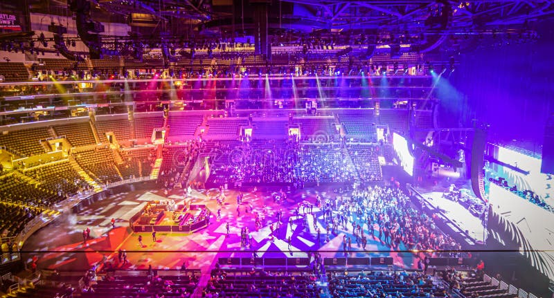Big Concert with Huge Stage & Screens for Crowd with Light Show Stock ...