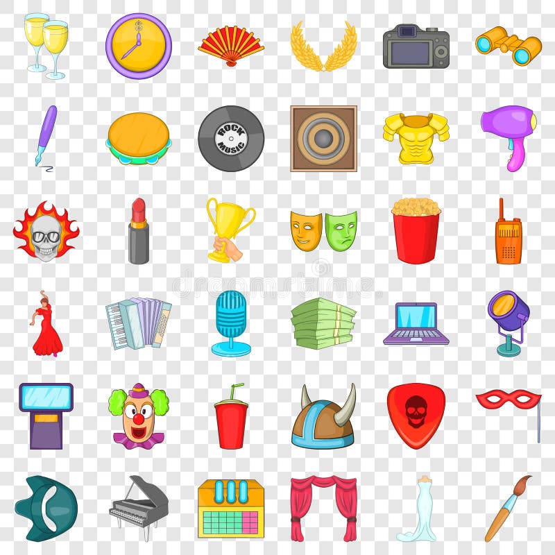 Big Concert Icons Set, Cartoon Style Stock Vector - Illustration of ...