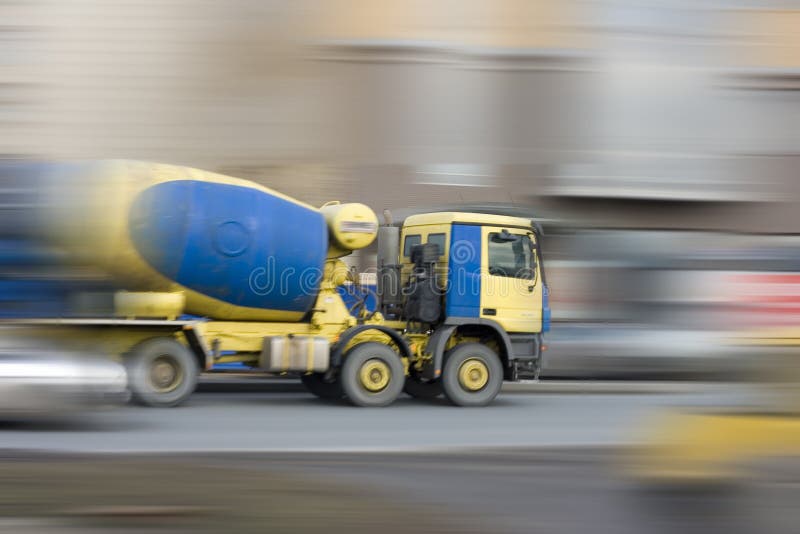 Big Concrete Mixer Car Rushing Fast Stock Photo - Image of cargo, labor ...
