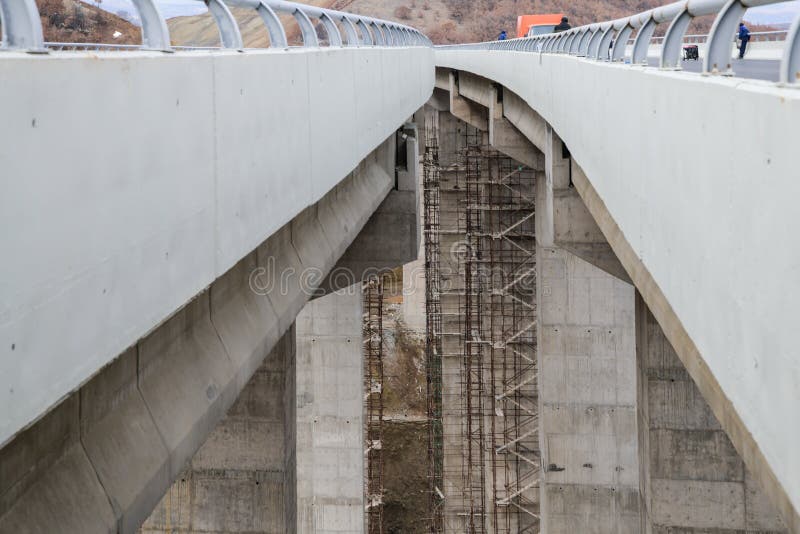 Big Concrete Overpass. Bridge Under Construction Stock Image - Image of ...