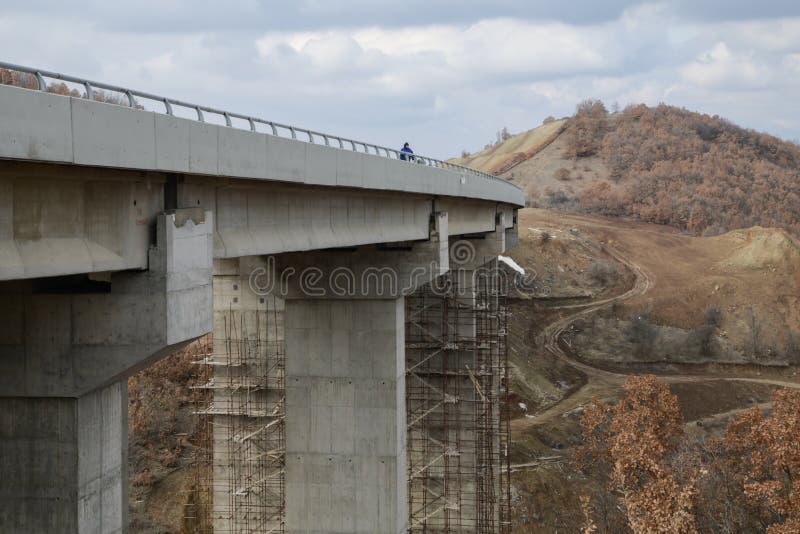 Big Concrete Overpass. Bridge Under Construction Stock Image - Image of ...