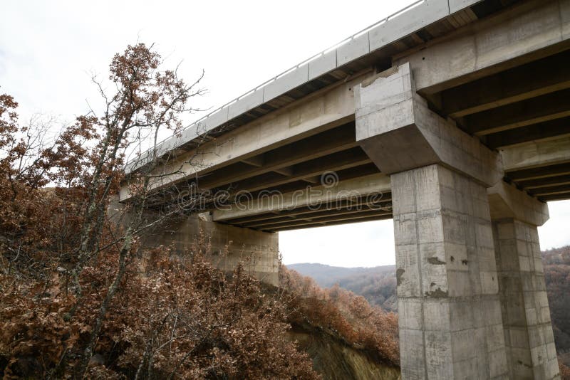 Big Concrete Overpass. Bridge Under Construction Stock Image - Image of ...