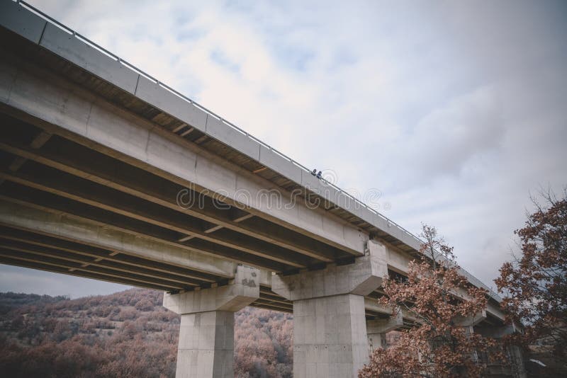 Big Concrete Overpass. Bridge Under Construction Stock Photo - Image of ...