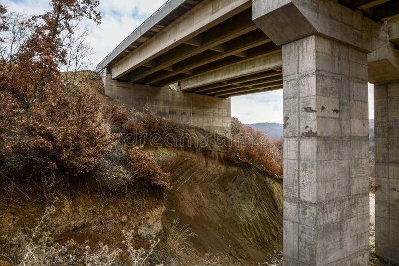 Big Concrete Overpass. Bridge Under Construction Stock Image - Image of ...