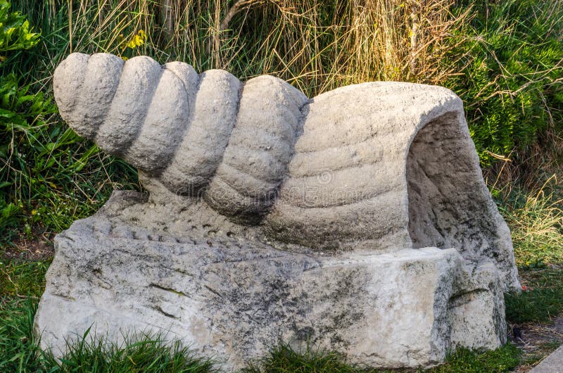 Big Concrete Shell on the Wall at the Seaside Promenade, Seaside Stock ...