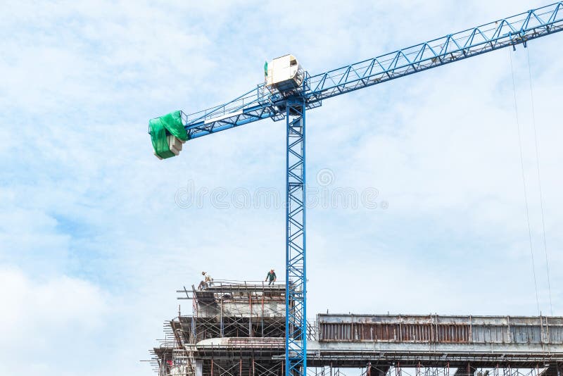 Big Construction Crane in Construction Site Stock Image - Image of ...
