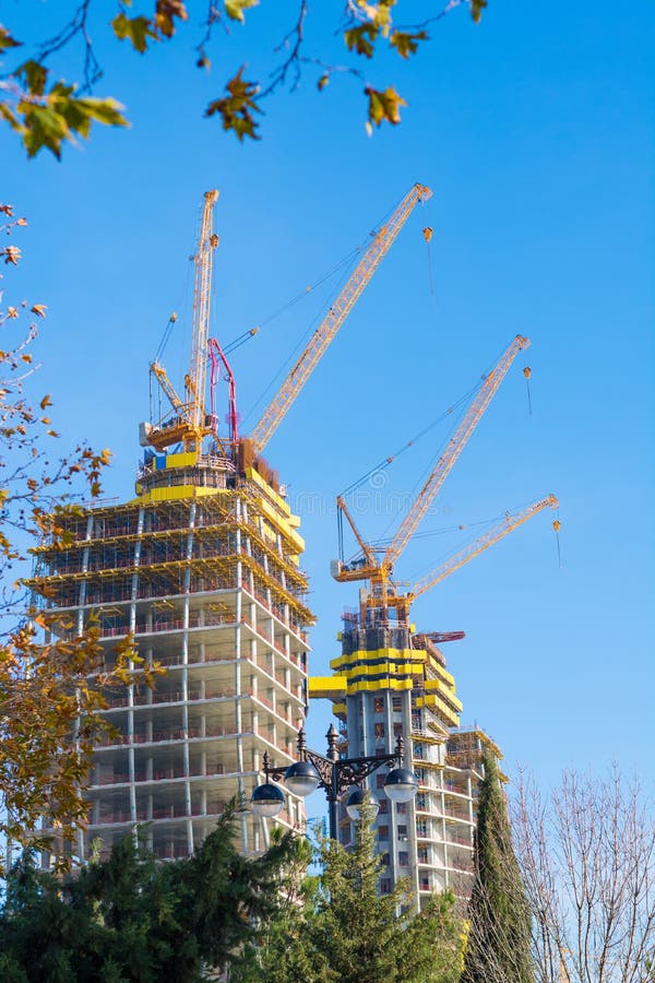 Big Construction. Huge Cranes Stock Image - Image of foundations ...