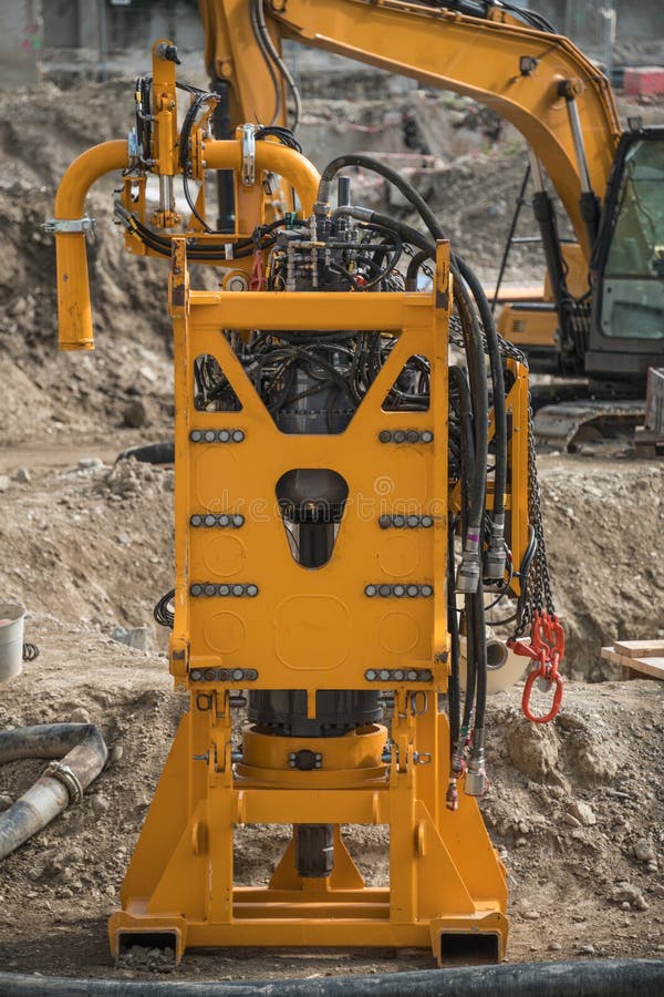 Big Construction Machine for Drilling on Construction Site Stock Photo ...