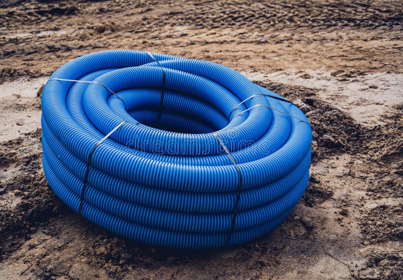 Big Construction Site with Pipes and Wires in the Construction Area ...